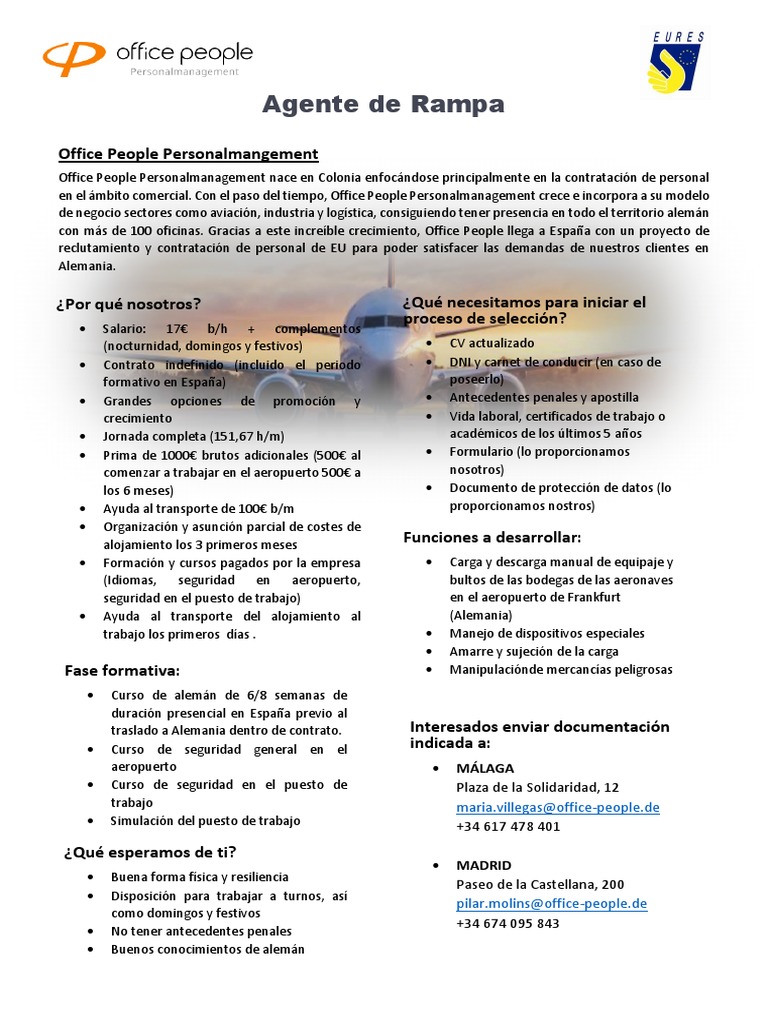 OferAlemania8junio Agentes Rampa Aeropuerto | PDF | Aeropuerto | España