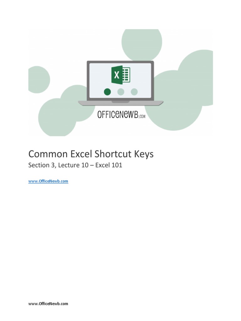 Common Excel Shortcut Keys | PDF | Microsoft Excel | Text