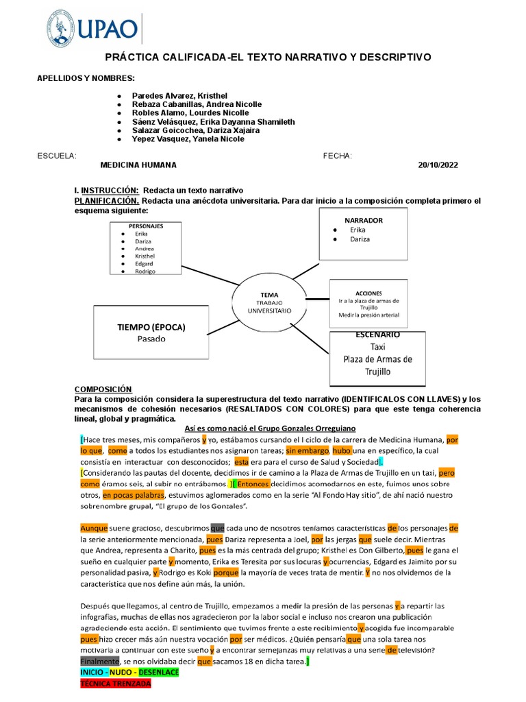 Práctica Calificada-Texto Narrativo y Texto Descriptivo | PDF | Ciencia ...