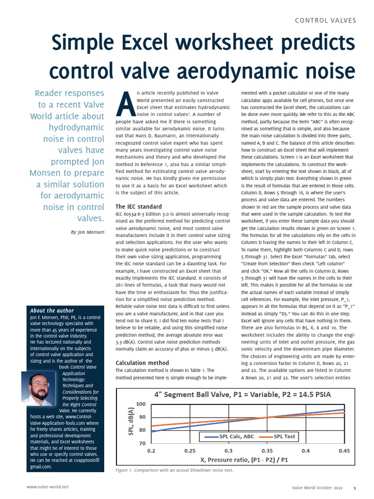 Control Valve Noise Prediction Excel Tool | PDF | Microsoft Excel | Valve