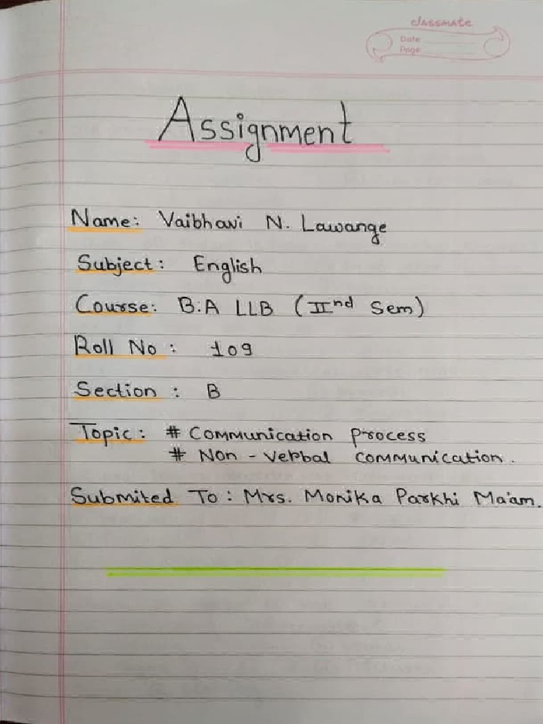 Ba LLB English Assignment (Sem 2) | PDF | Psychological Concepts | Human Communication