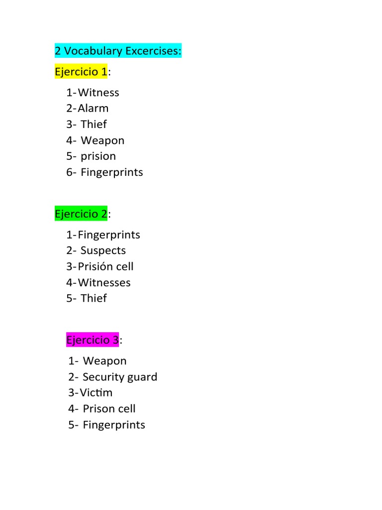 2 Vocabulary Excercises | PDF
