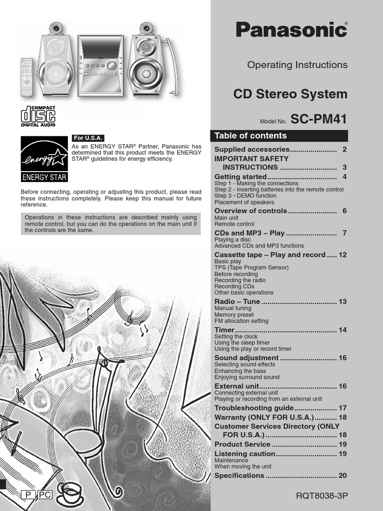 Panasonic SC-PM41 | PDF | Ac Power Plugs And Sockets | Electromagnetic ...