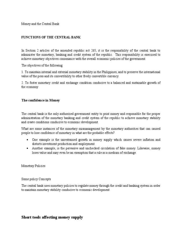 Central Bank's Monetary Policy Overview | PDF | Monetary Policy ...