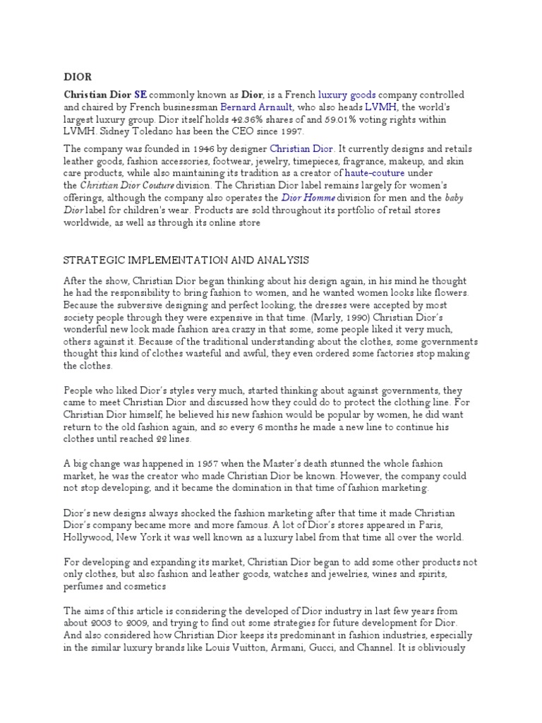 Dior-Strategic Analysis | PDF | Economies