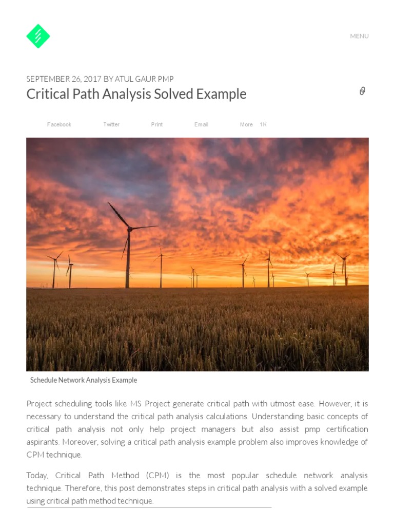 Critical Path Analysis Solved Example - MilestoneTask | PDF | Business ...
