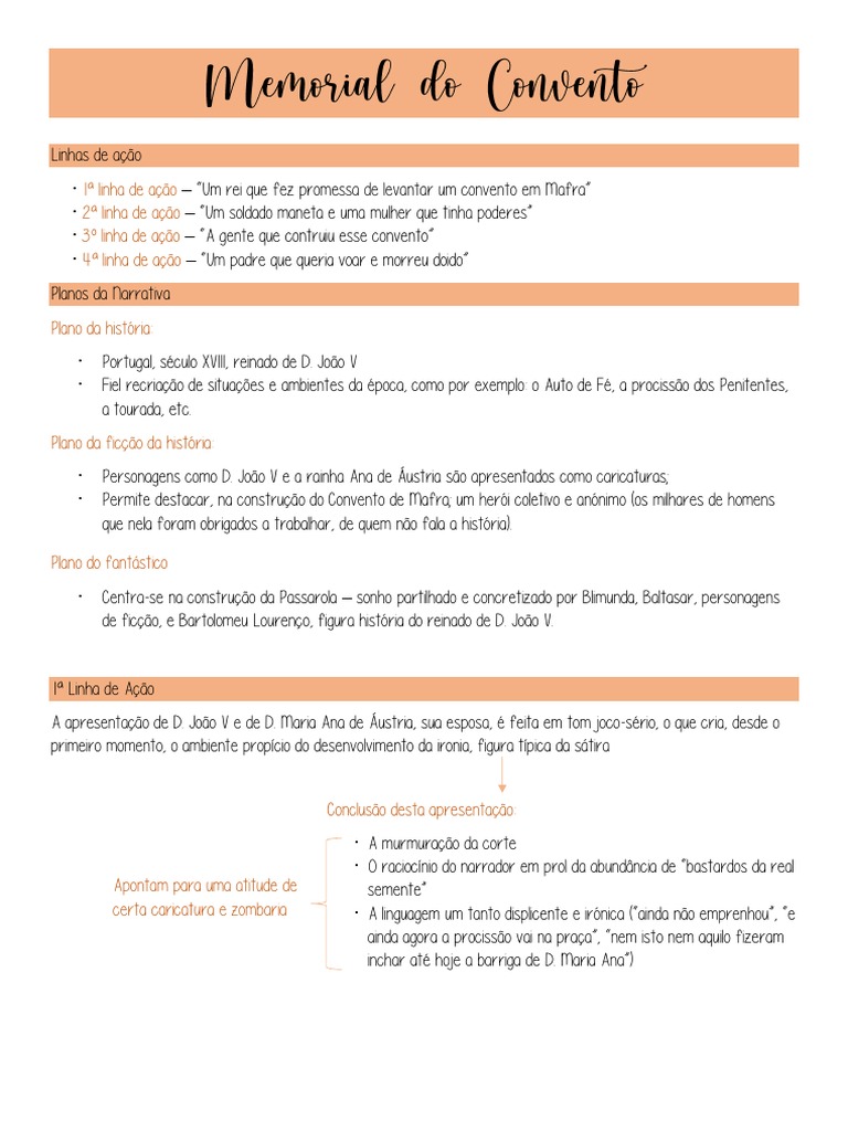 Resumo - Memorial Do Convento | PDF