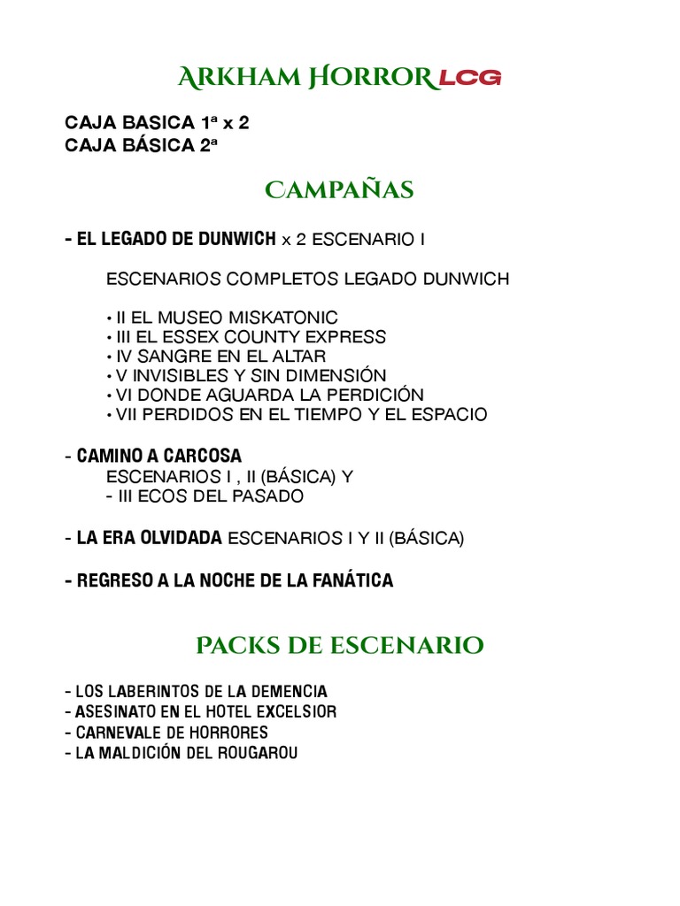 Arkham LCG | PDF