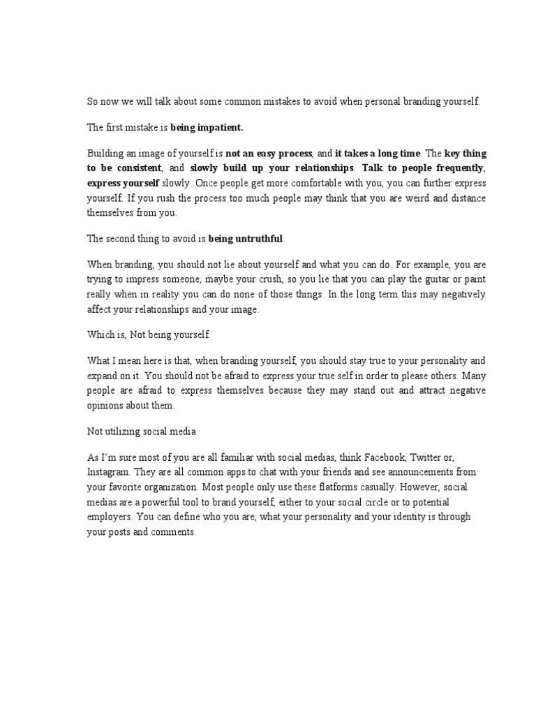 Script Personal Branding - Unit 1 Identity | PDF