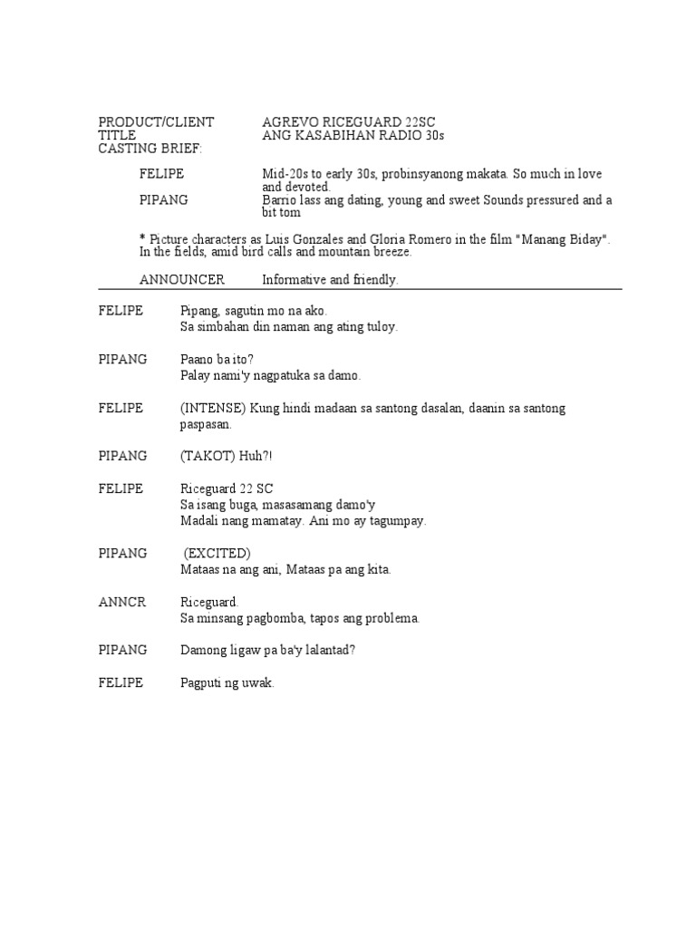 Radio Commercial Scripts | PDF | Philippines