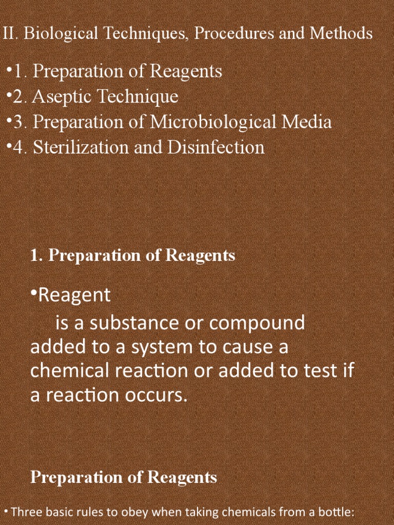 Biological Techniques and Procedures | PDF | Disinfectant | Ph