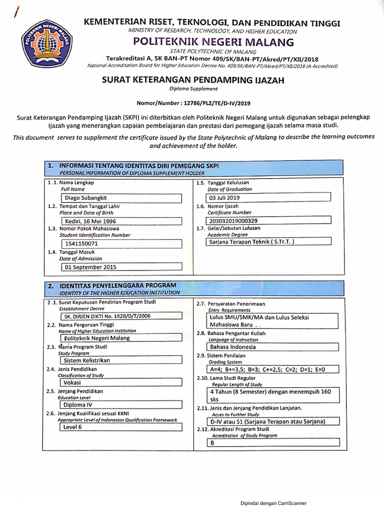 SK Akreditasi Dan Surat Tanda Registrasi d4 | PDF