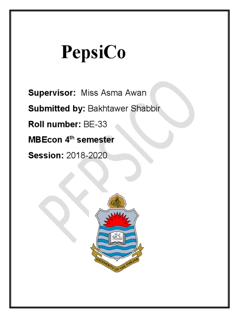 Final Report On Pepsico | PDF | Pepsi Co | Pepsi