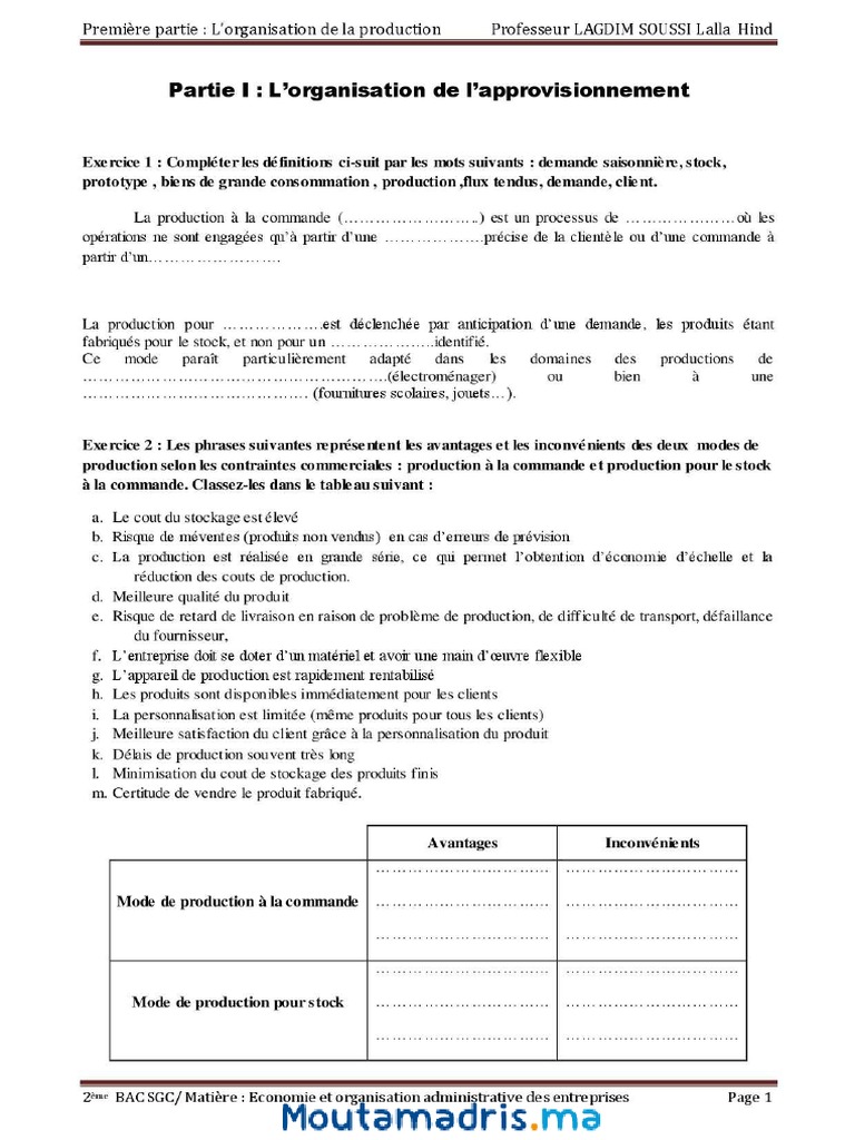 Exercices 2bac SGC Eco 01 | PDF