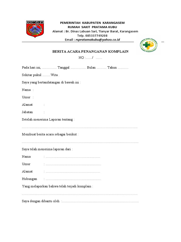 Berita Acara Penanganan Komplain | PDF