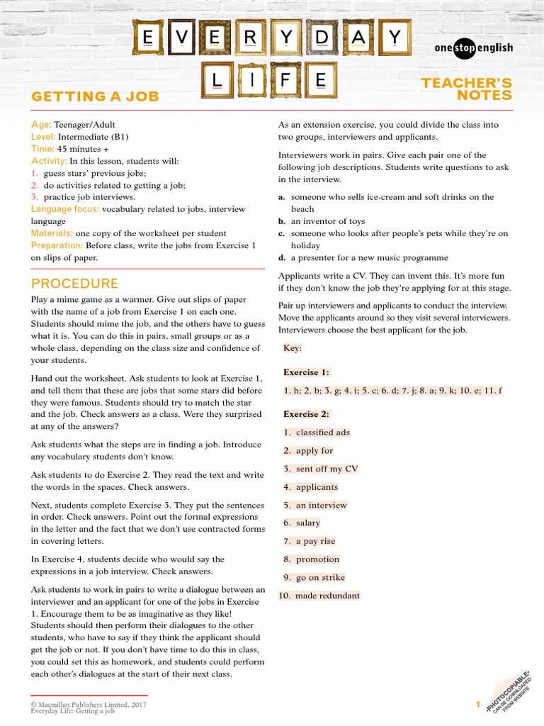 Everyday Life - Getting A Job | PDF | Job Interview