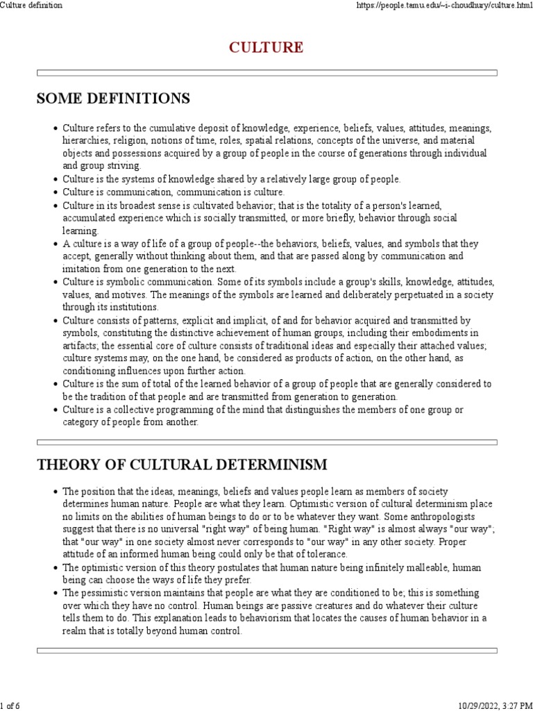 Culture Definition | PDF | Attitude (Psychology) | Symbols