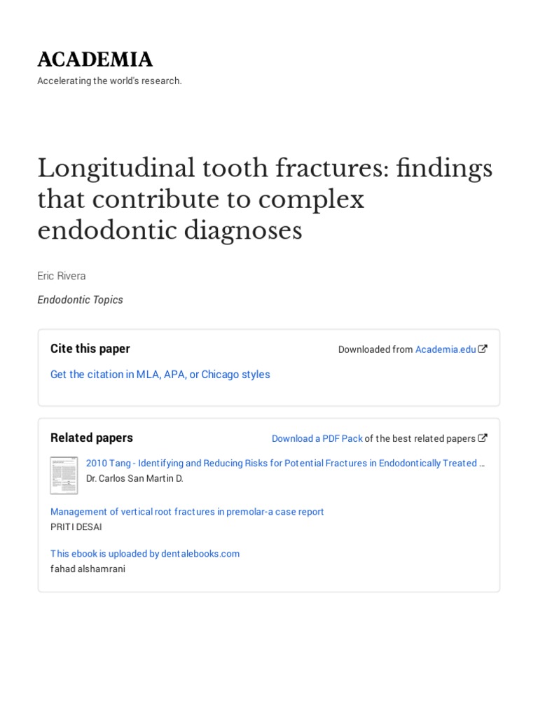 Longitudinal Tooth Fractures | PDF | Dental Anatomy | Dentistry Branches