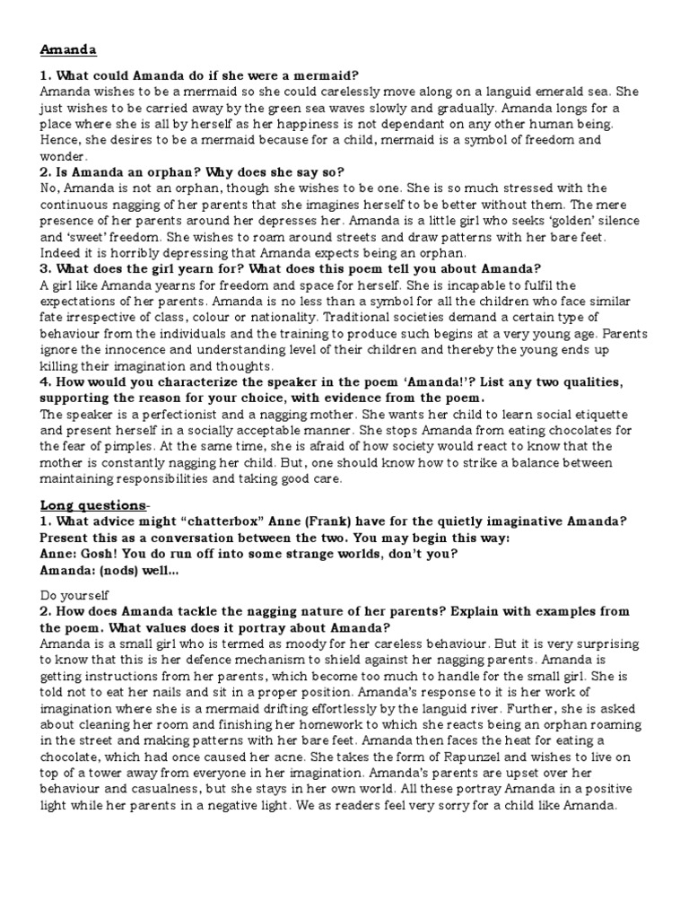 Amanda | PDF | Mermaid | Psychology