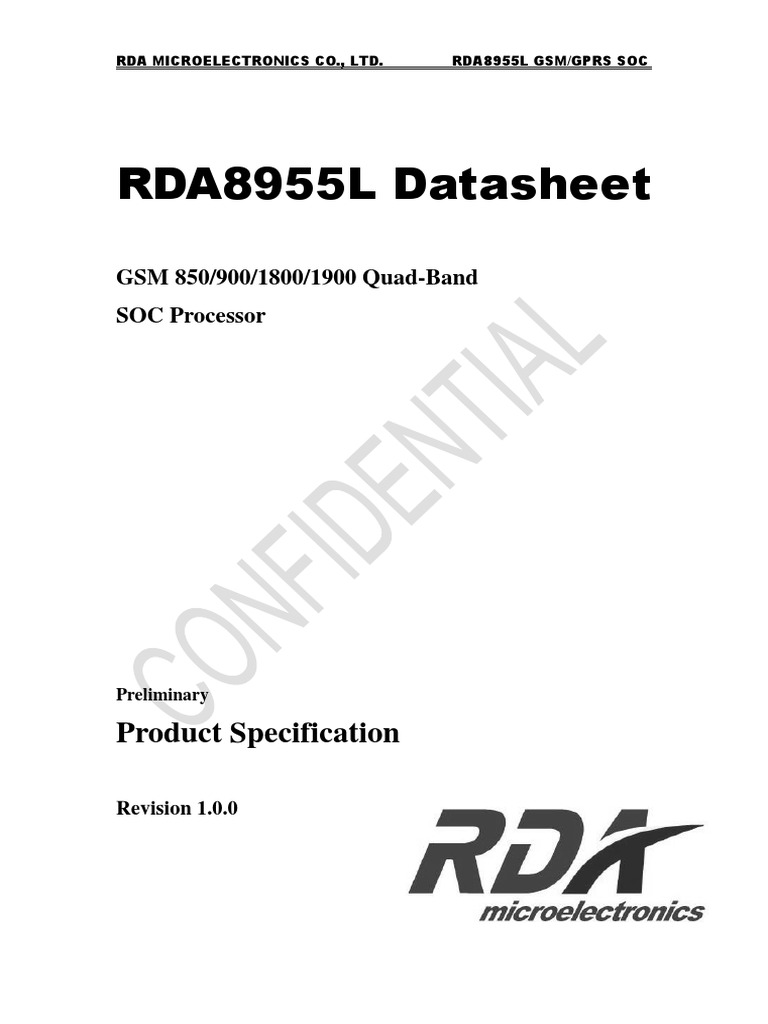 RDA8955L Datasheet v1.0.0 | PDF
