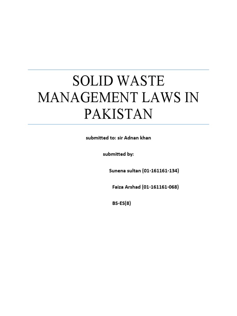 Solid Waste Management in Pakistan | PDF | Waste Management | Municipal ...