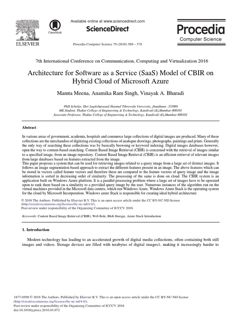 Architecture For Software As A Service (SaaS) Model of CBIR On Hybrid ... Architecture For Software As A Service (SaaS) Model of CBIR On Hybrid ...