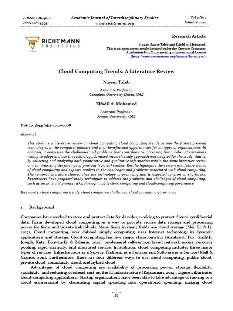 Cloud Computing Trends A Literature Review Pdf Cloud Computing