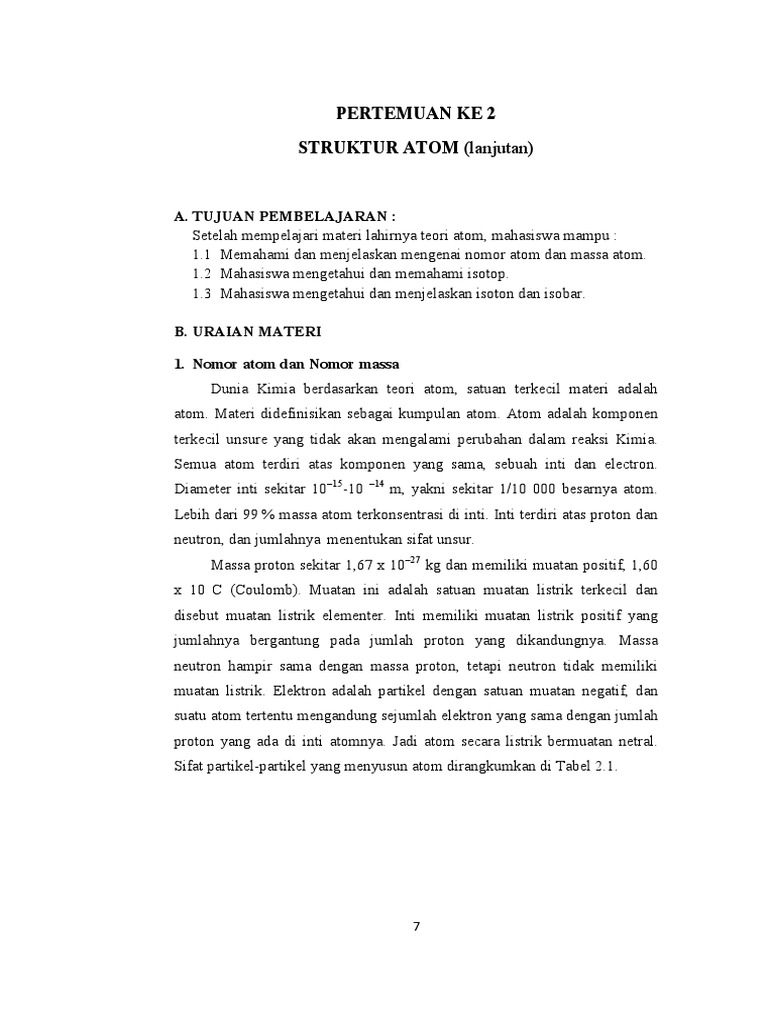 Pertemuan Ke 2 Struktur Atom (Lanjutan) | PDF