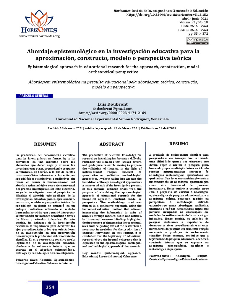 Articulo No 0 Articulo General Horizontes n18v5 | PDF | Idealismo ...