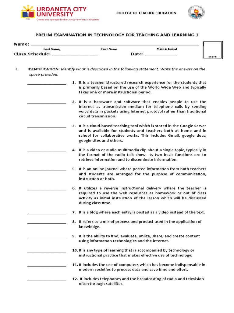 TTL1 Prelim | PDF | Learning | Educational Technology