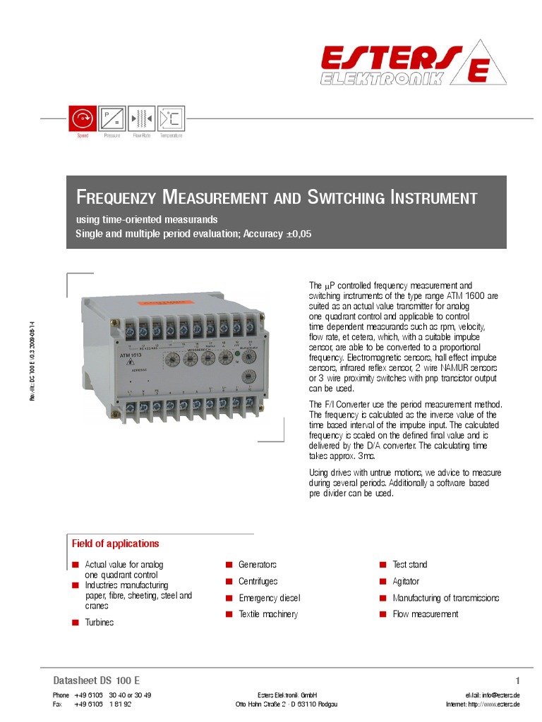 Frequency Measurement Instrument Datasheet | PDF | Power Supply | Frequency