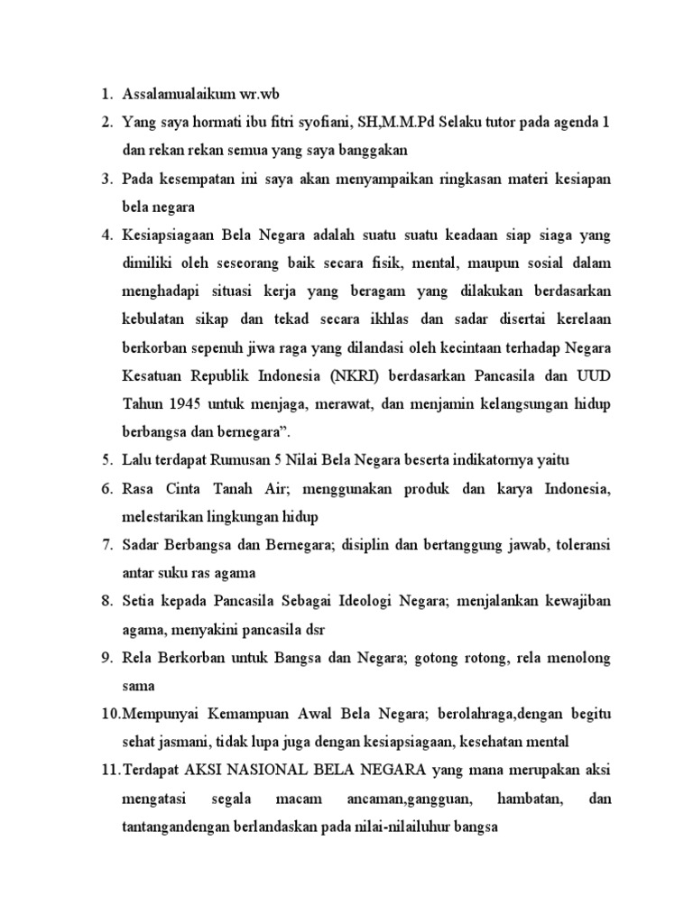 Script VN Ringkasan Kesiapan Bela Negara | PDF