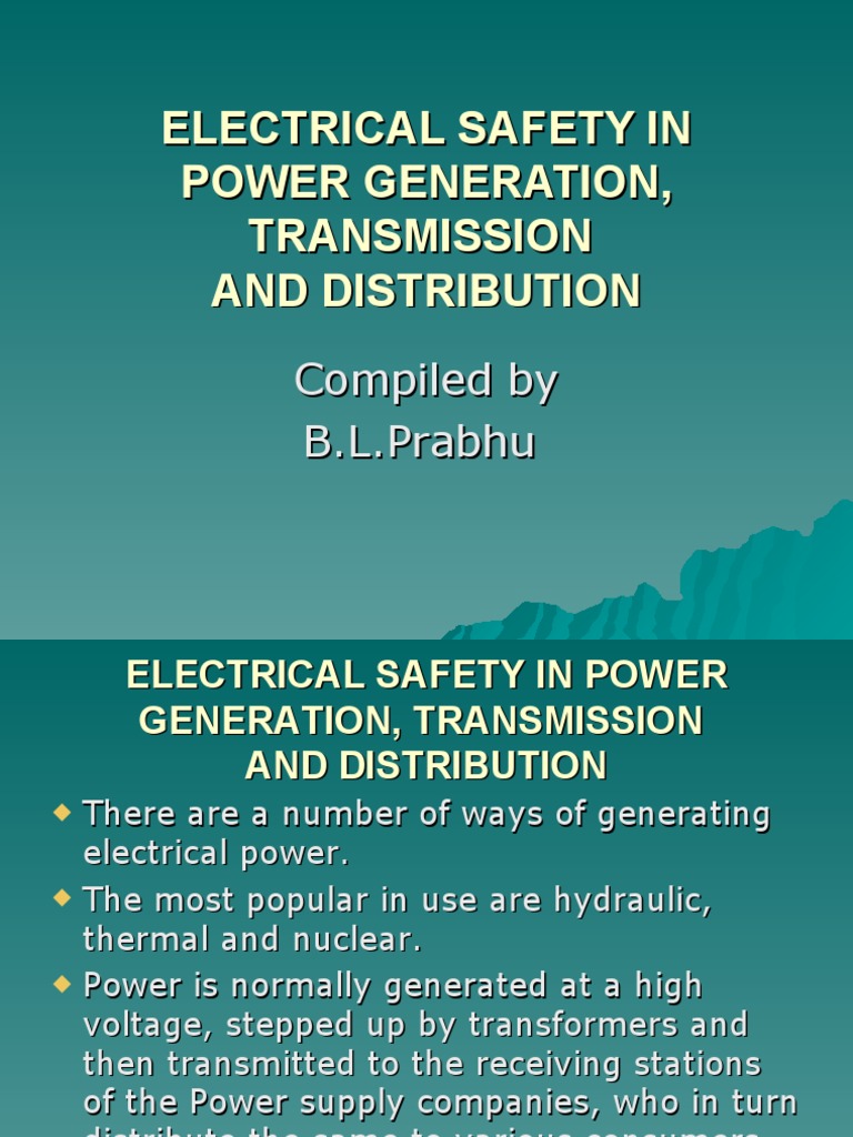 Electrical Safety in Power Gen., Trans., & Distribution. | PDF ...