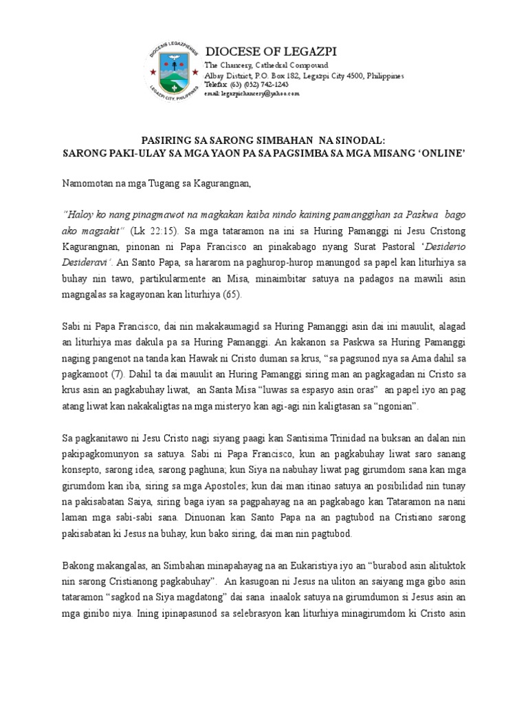 Pasiring Sa Sarong Simbahan Na Sinodal Sarong Paki-Ulay Sa Mga Yaon Pa ...