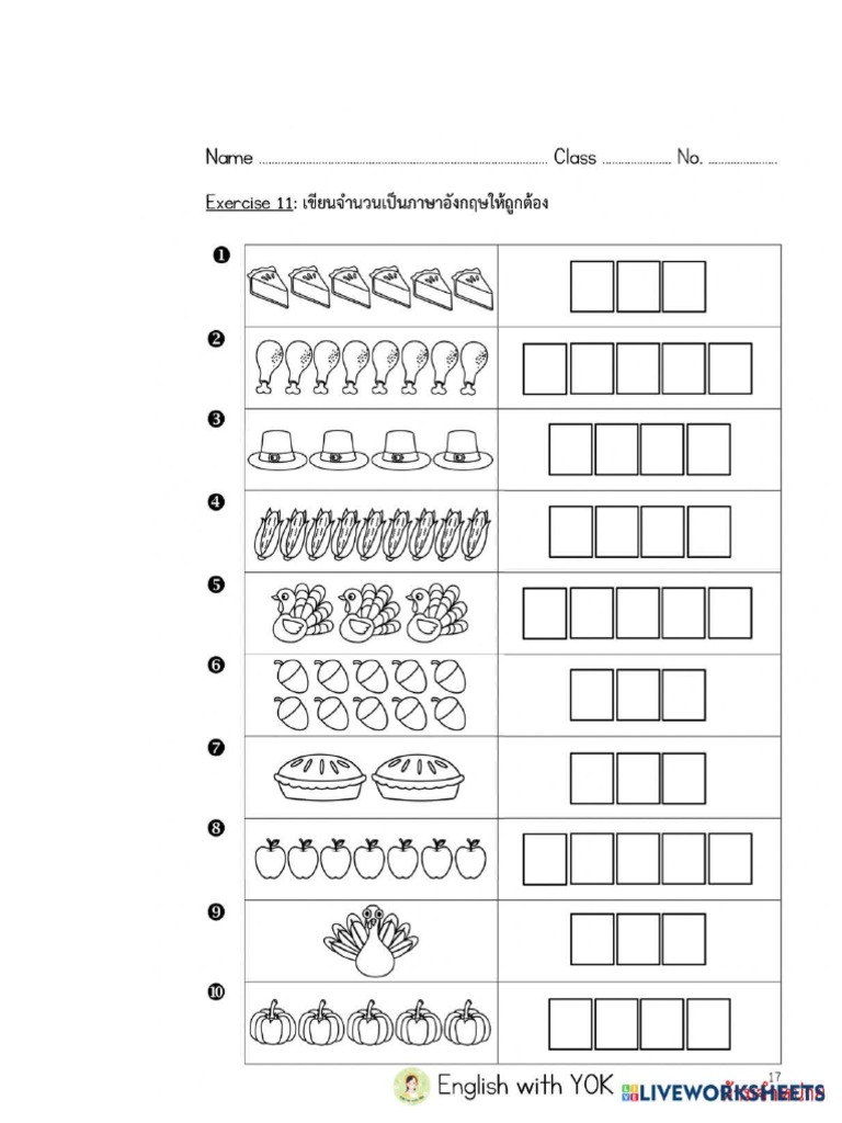 Englsih 123 Worksheet Easy Kids | PDF