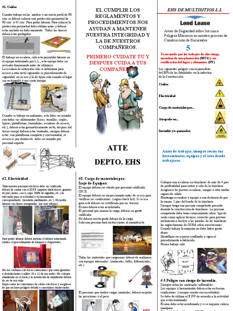 Triptico de Riesgos en Construccion | PDF | Bienes manufacturados