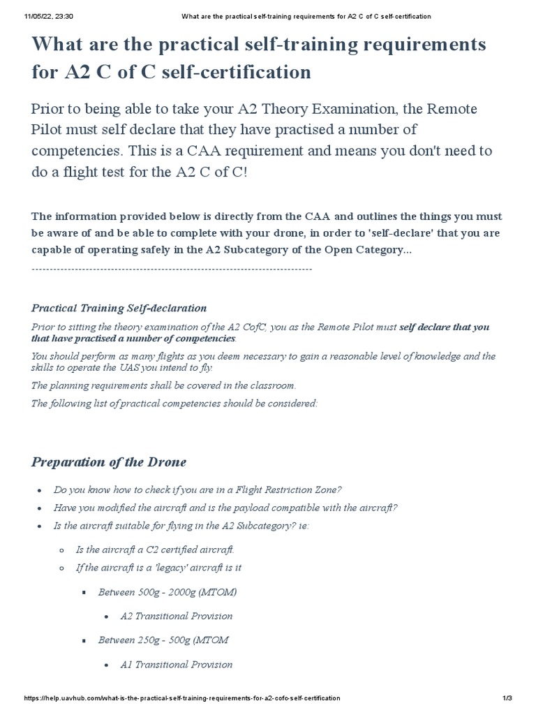 A2 C of C Self-Certification Training Guide | PDF | Unmanned Aerial ...