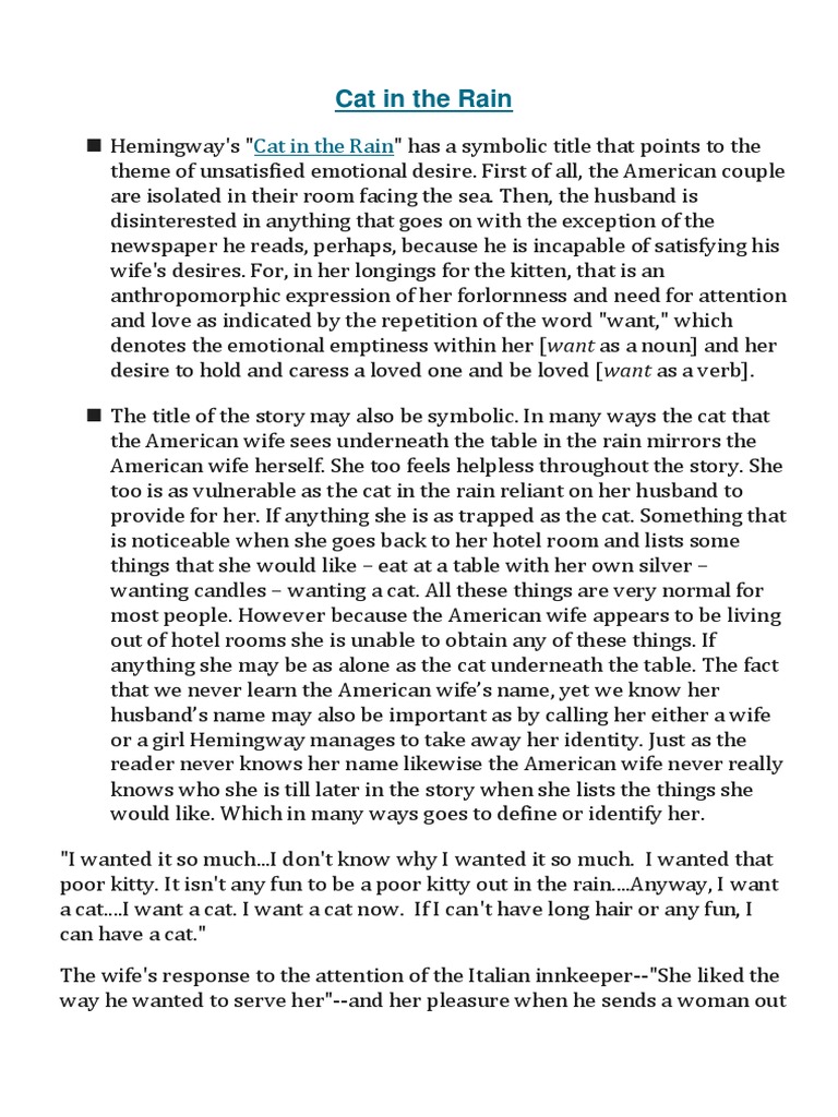 Cat in The Rain | PDF