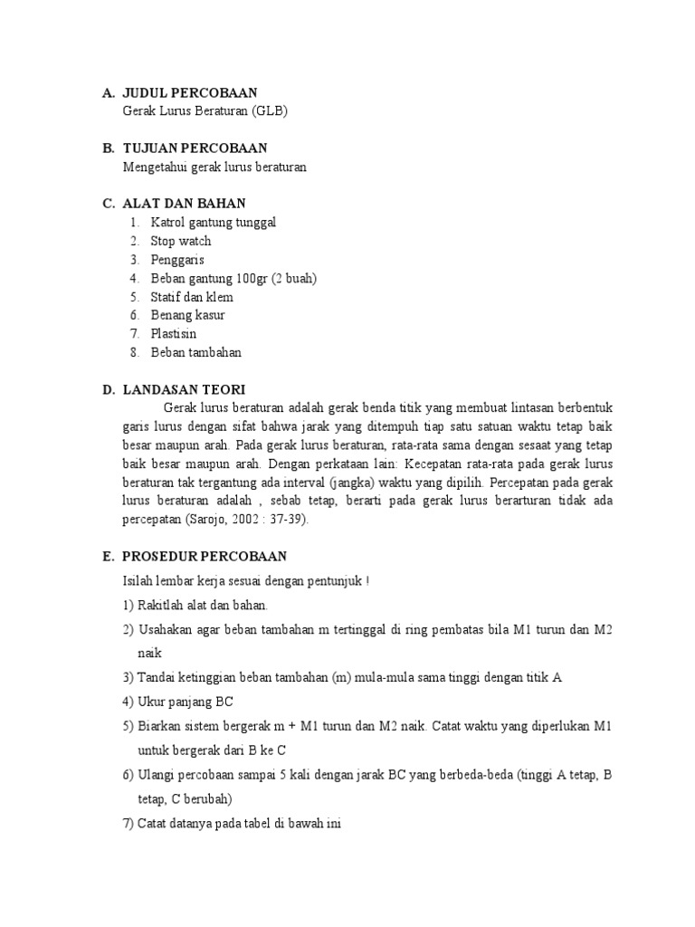 Laporan Praktikum Glb Dan Glbb Pdf