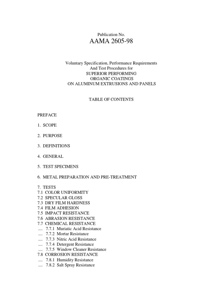 AAMA 2605铝制品喷漆 | PDF | Chemical Substances | Materials