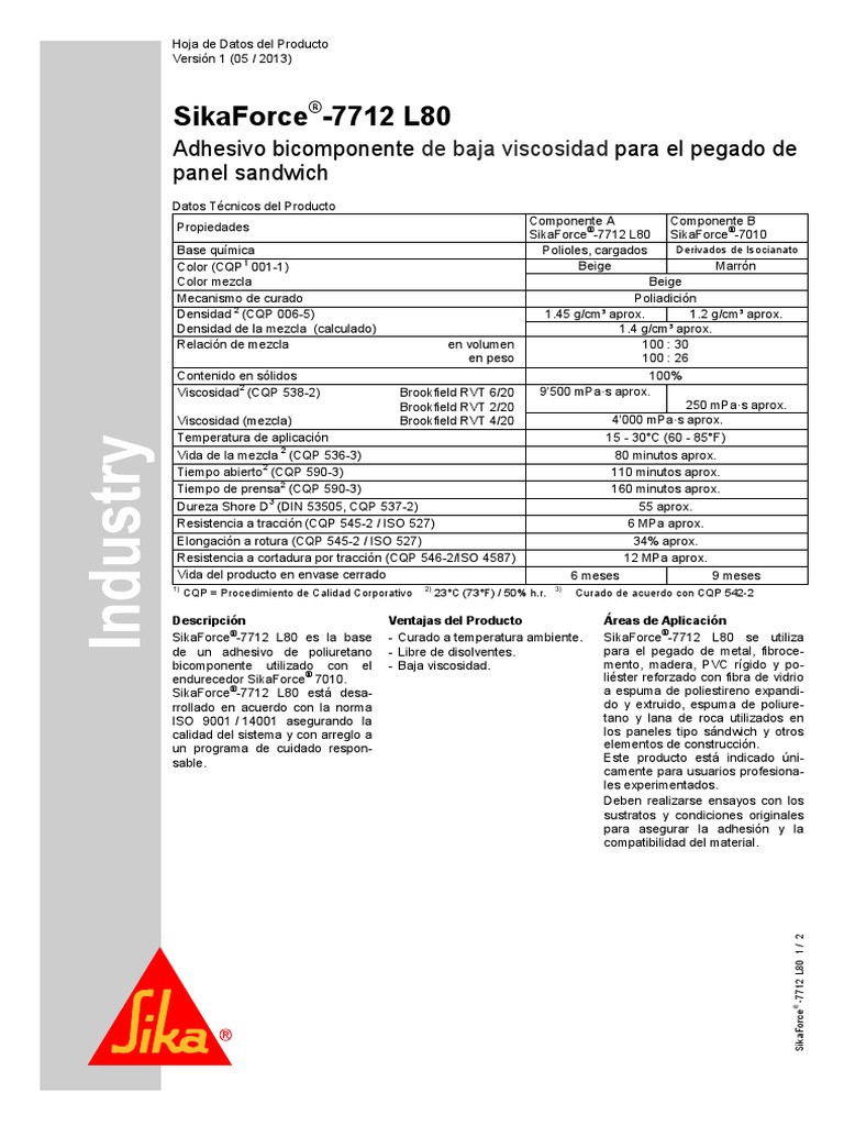SikaForce-7712 L80 e v1 05-13 | PDF | Espuma | Química