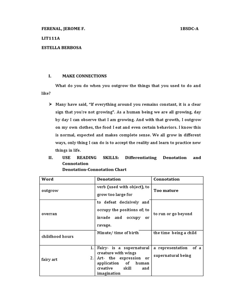 Denotation and Connotation | PDF