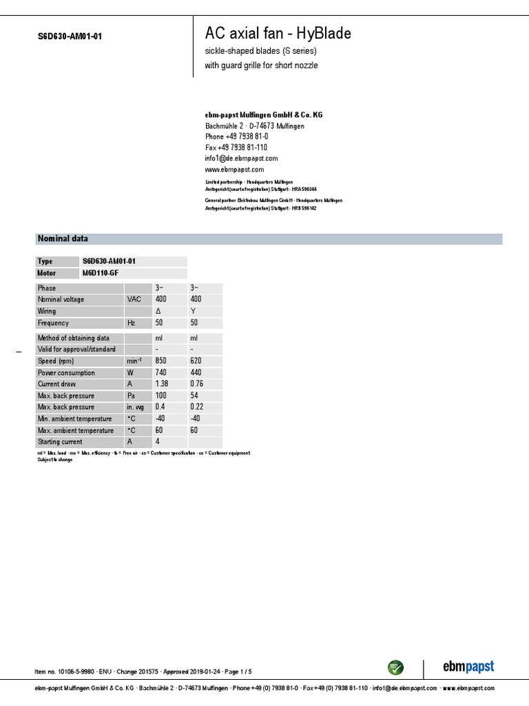 AC Axial Fan S6D630-AM01-01 Details | PDF | Electric Motor ...