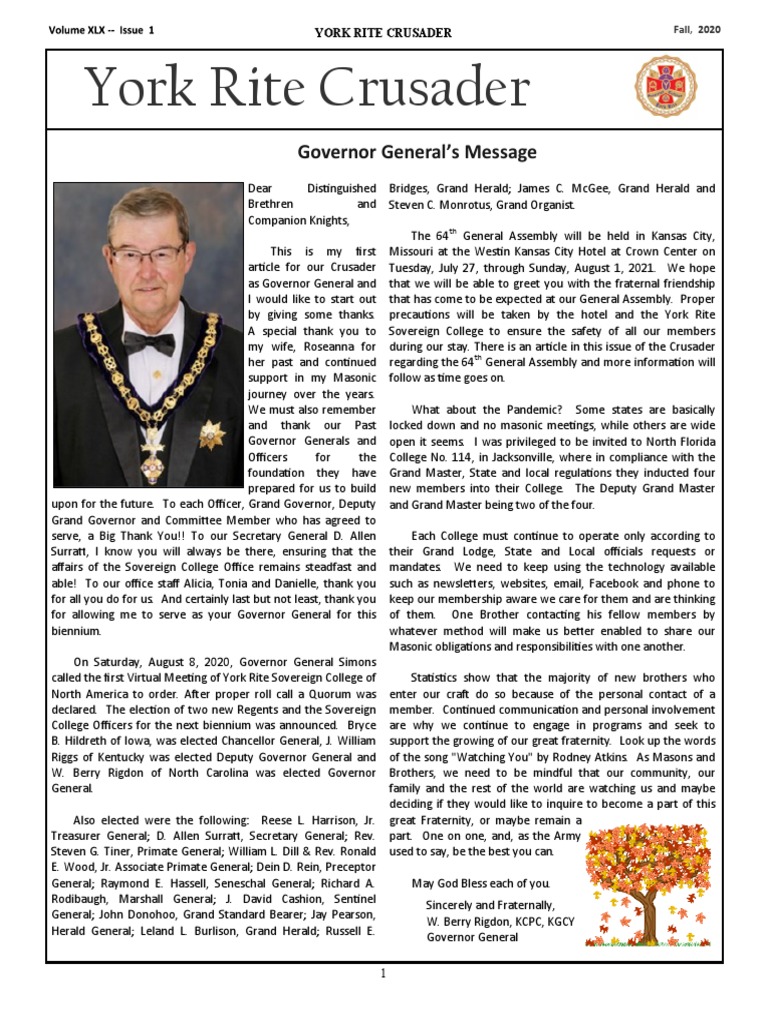 York Rite Crusader - Fall 2020 - York Rite Sovereign College of | PDF ...
