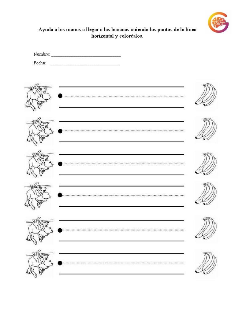Ayuda A Los Monos A Llegar A Las Bananas Uniendo Los Puntos de La Línea ...