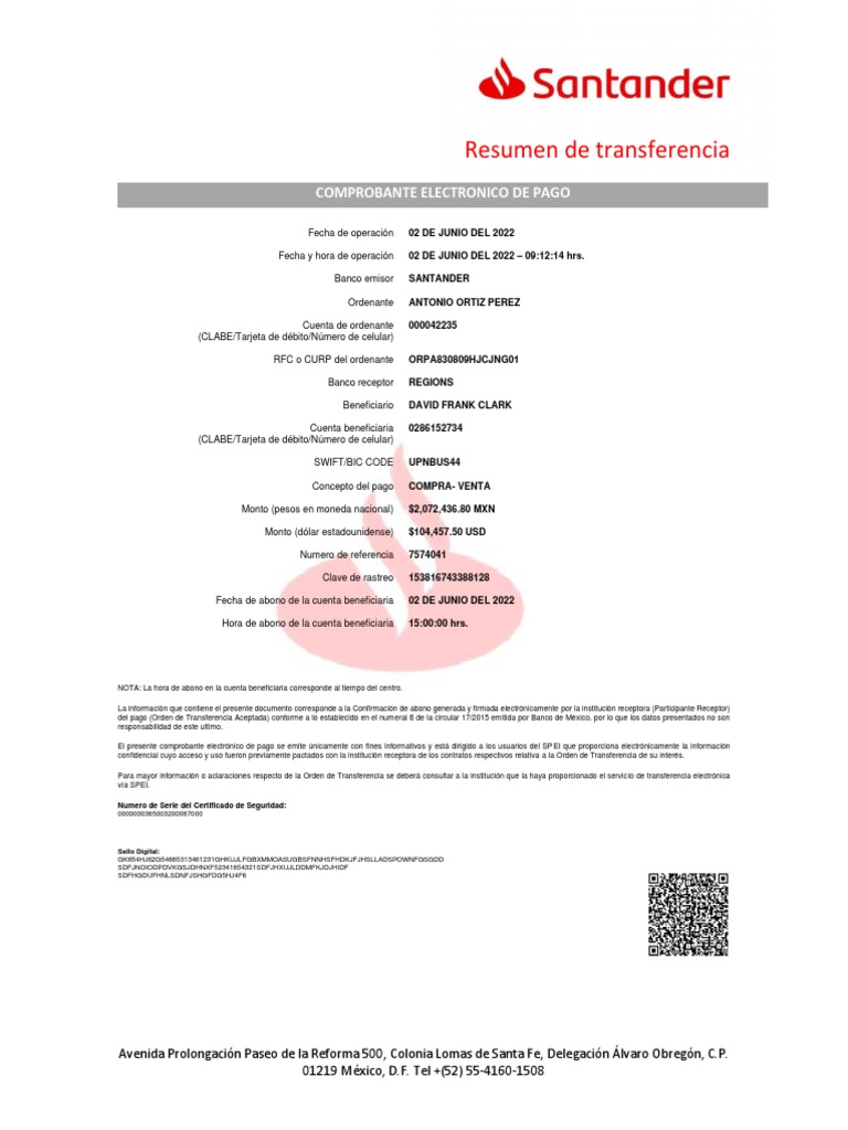 Resumen de Transferencia: Comprobante Electronico de Pago | PDF | Dinero | Servicios financieros