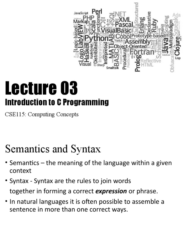 Introduction To C Programming: CSE115: Computing Concepts | PDF | Computer Program | Programming