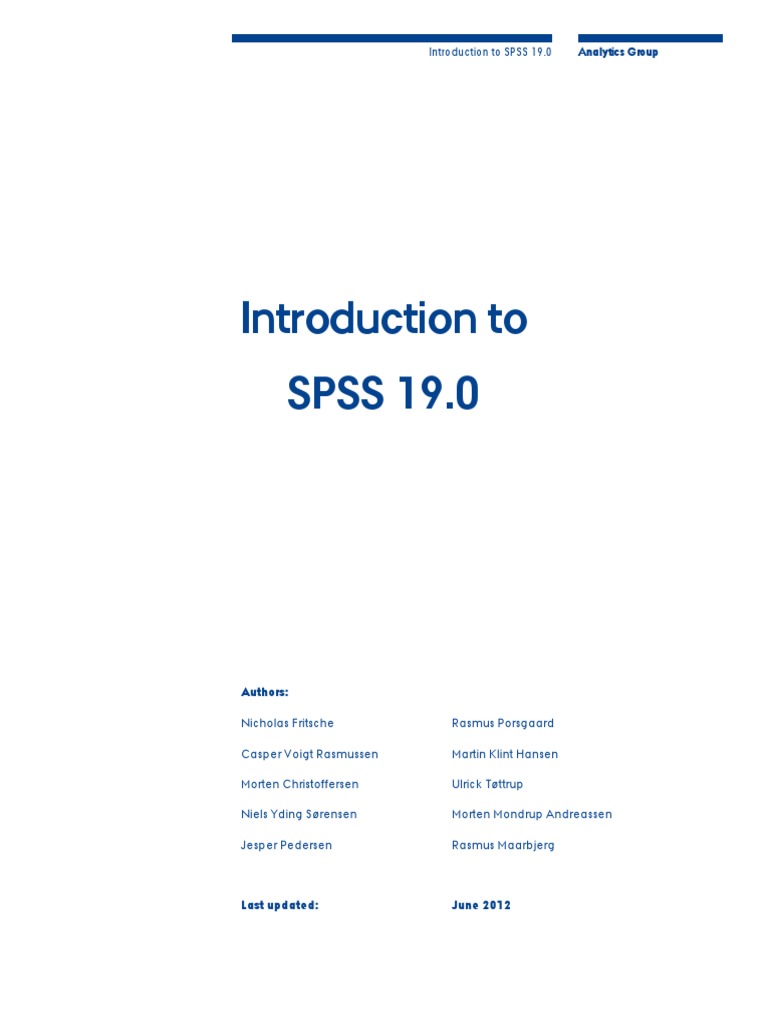 Intro To SPSS 19-2015 | PDF | Spss | Data Analysis