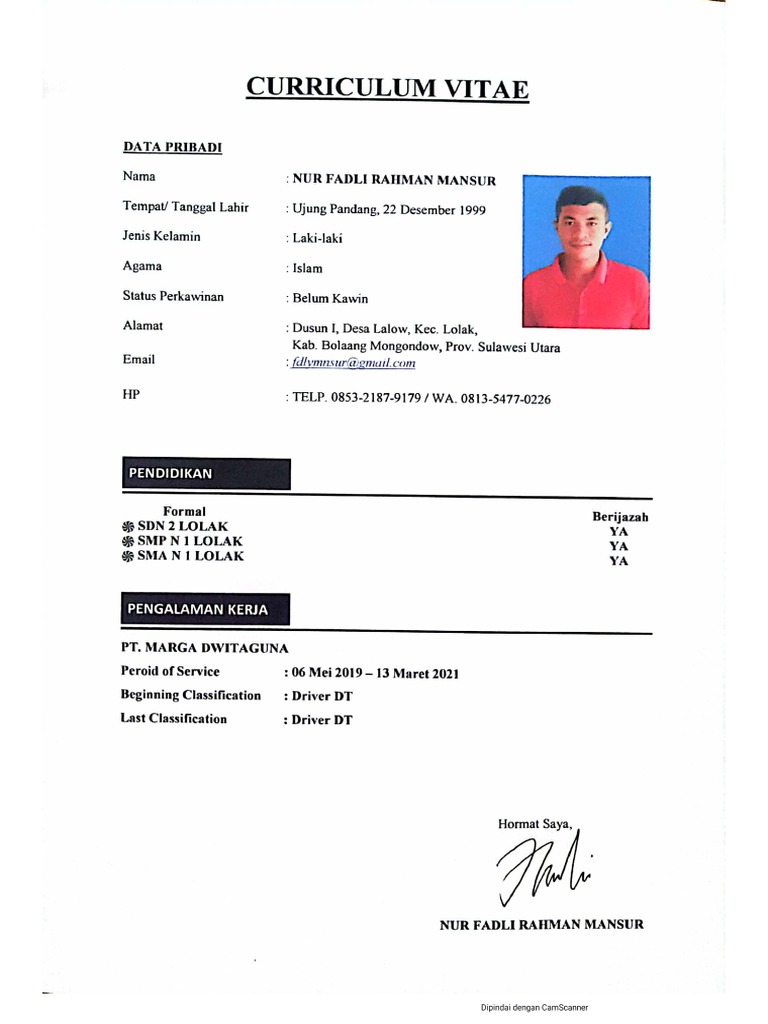 Cv. Nur Fadli R. Mansur | PDF