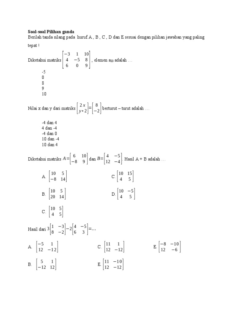 Soal MATRIKS | PDF